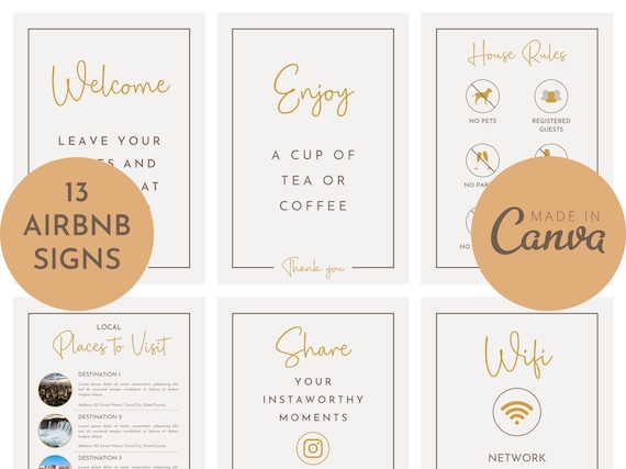 13 Airbnb Signs Air Bnb Posters Bundle Editable Template - Etsy