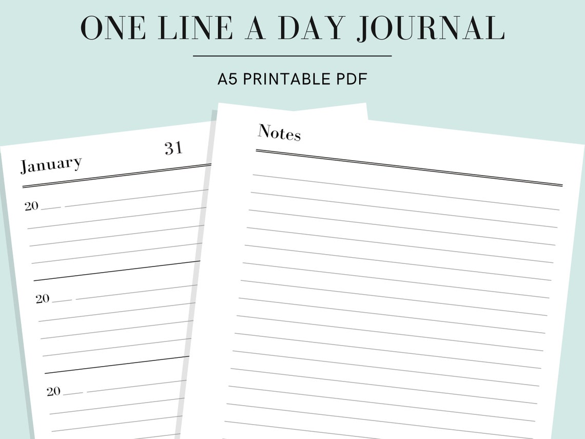One Line a Day, 5 Year Diary / Journal, A5, A4 & US Letter PDF ...
