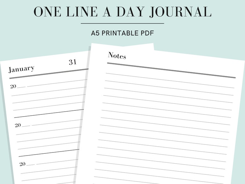 One Line a Day, 5 Year Diary / Journal, A5, A4 & US Letter PDF ...