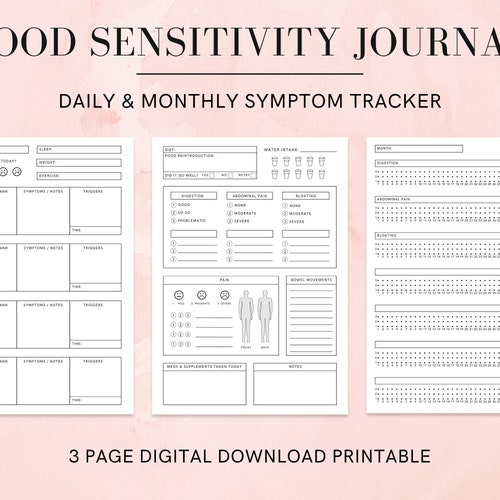 Food Sensitivity Journal Food Symptom Tracker IBS IBD - Etsy
