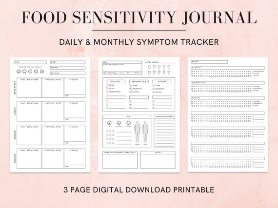 Food Sensitivity Journal Food Symptom Tracker IBS IBD - Etsy