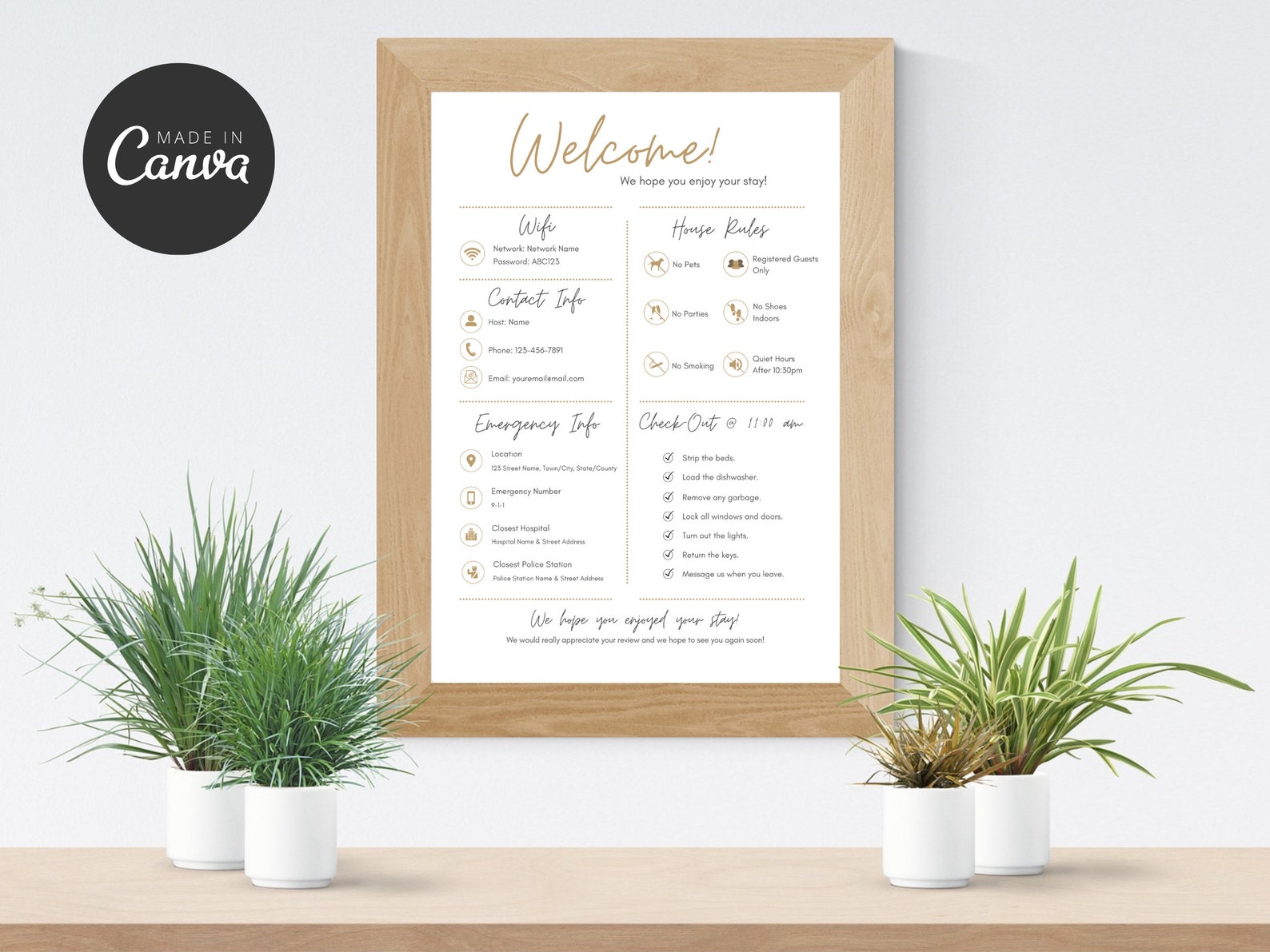 Airbnb Welcome Sign, Canva Template, Vacation Rental Welcome, Guest ...