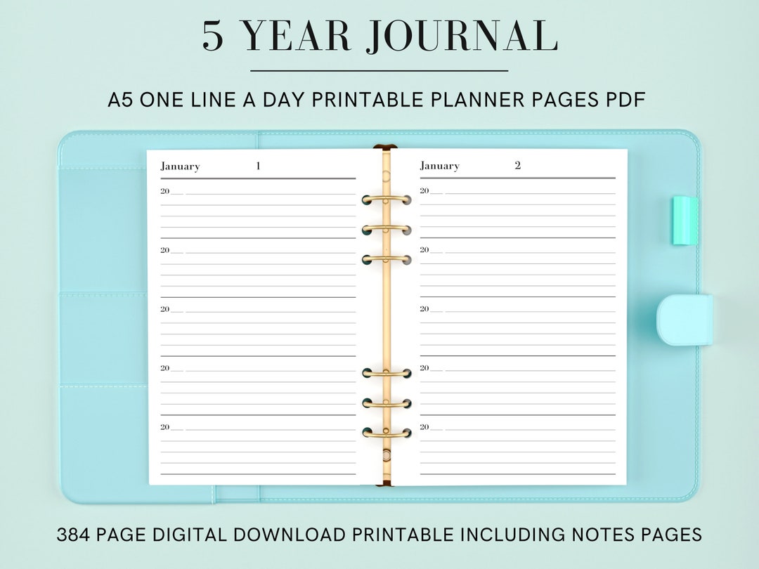 One Line a Day, 5 Year Diary / Journal, A5, A4 & US Letter PDF ...