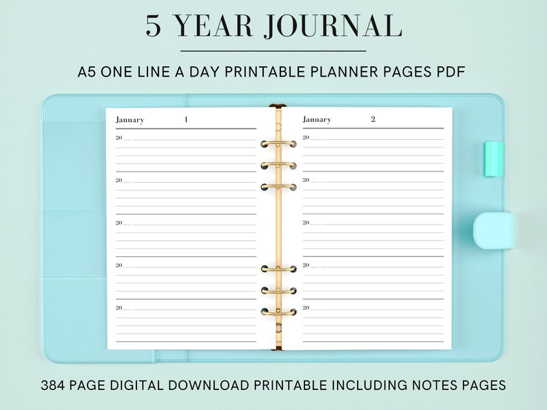 One Line a Day, 5 Year Diary / Journal, A5, A4 & US Letter PDF ...