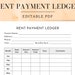 Rent Payment Ledger, Printable Rent Payment Tracker, Rental Payment Log ...
