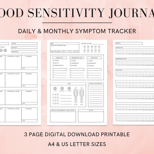 Food Sensitivity Journal Food Symptom Tracker IBS IBD - Etsy