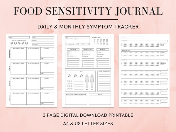 Printable Food & Symptom Tracker Digital Food Sensitivity - Etsy Canada