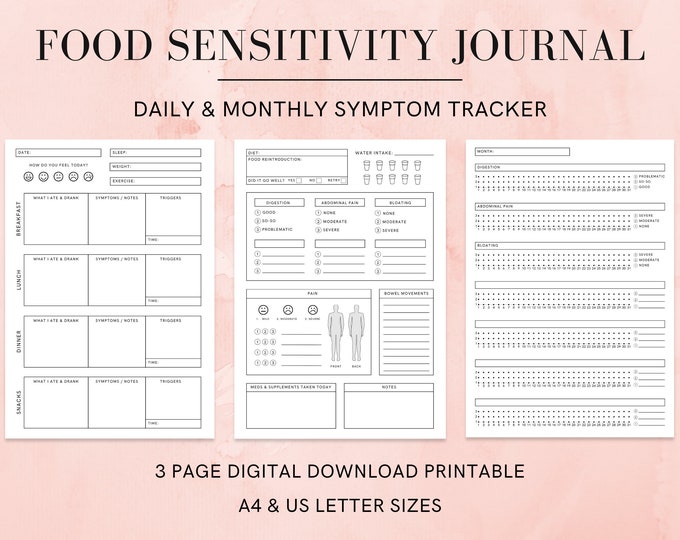 Printable Food & Symptom Tracker, IBS Symptom Tracker, Food Diary ...