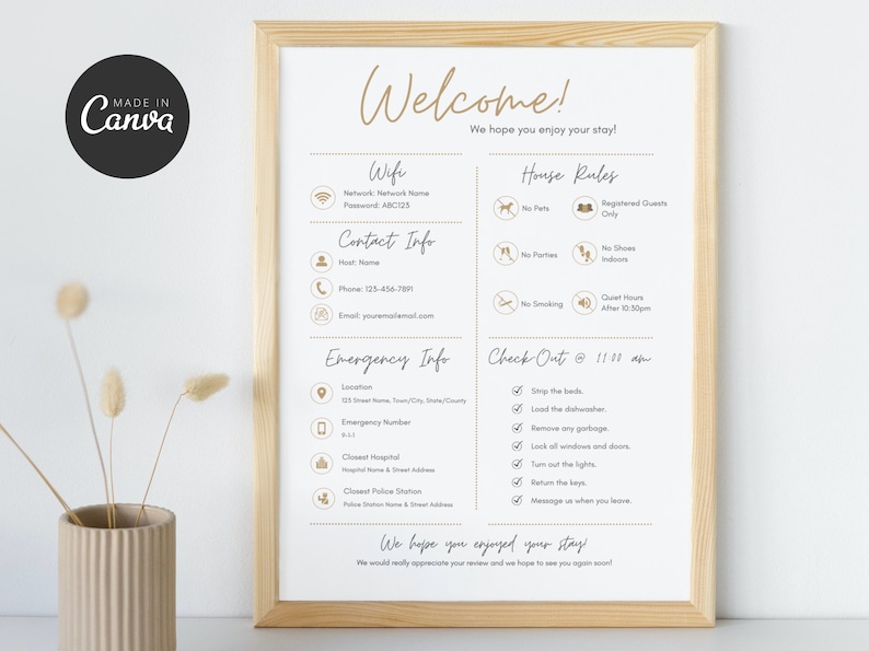 Airbnb Welcome Sign, Canva Template, Vacation Rental Welcome, Guest ...