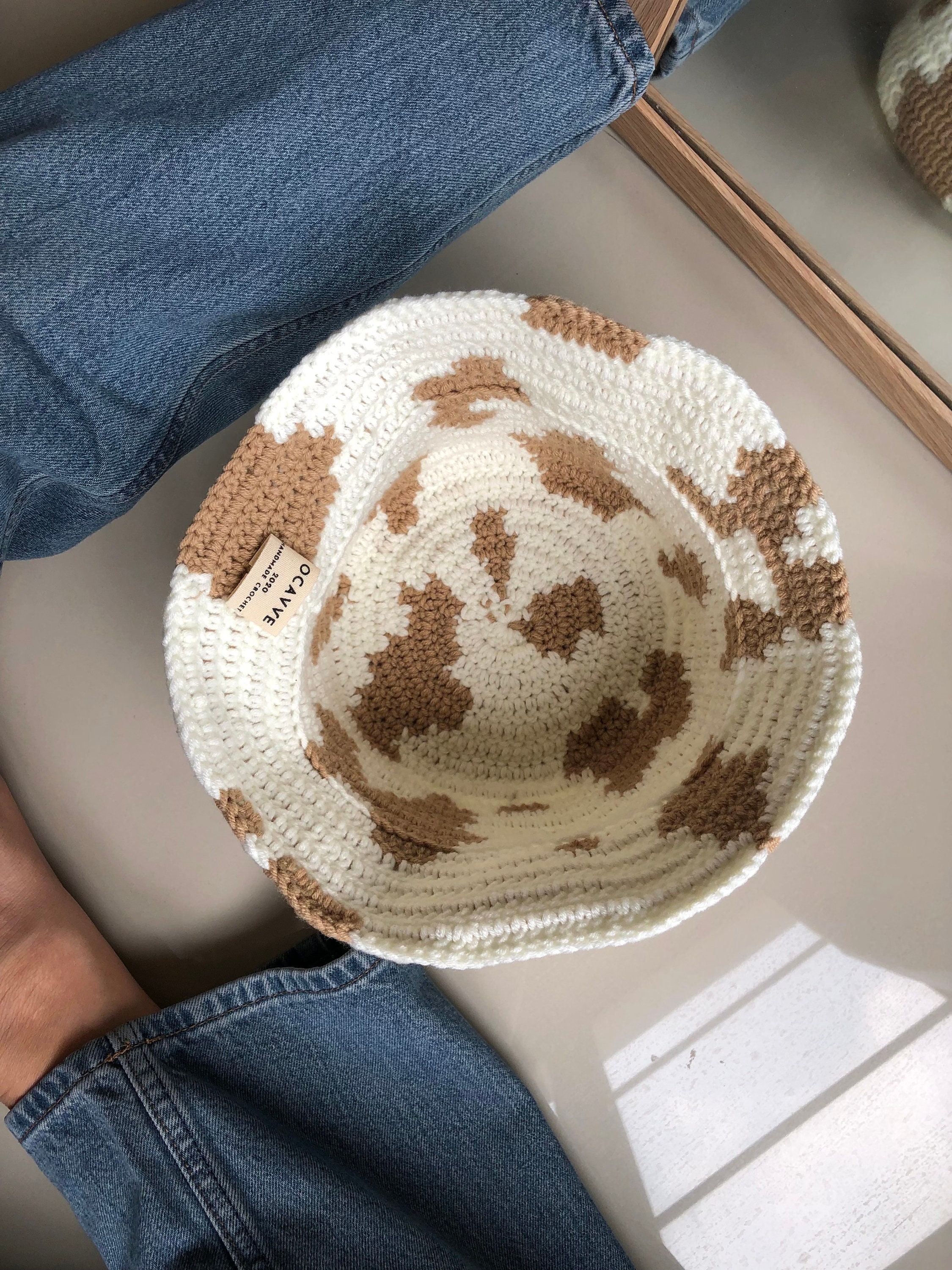 Cole Cow Print Bucket Hat Crochet Bucket Hat - Etsy