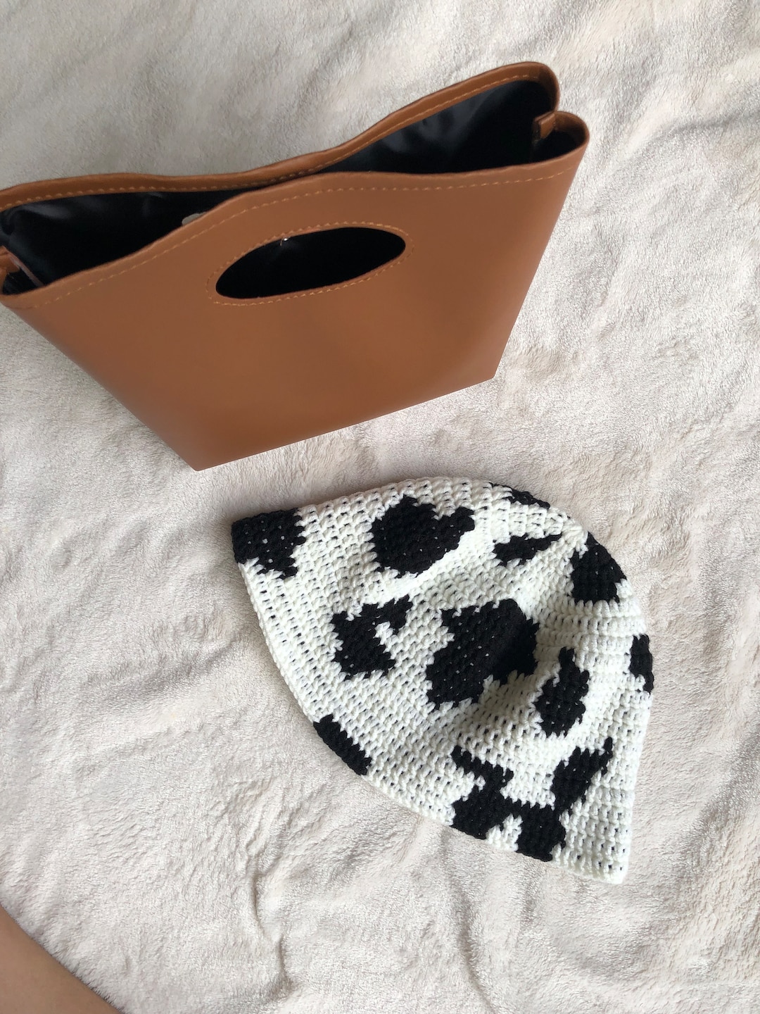 Cole Cow Print Bucket Hat Crochet Bucket Hat - Etsy