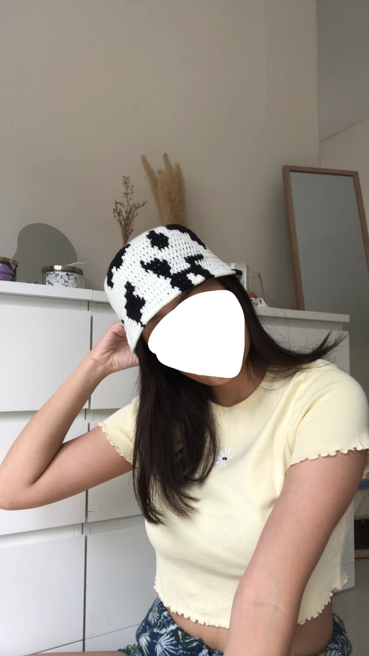 Cole Cow Print Bucket Hat Crochet Bucket Hat - Etsy
