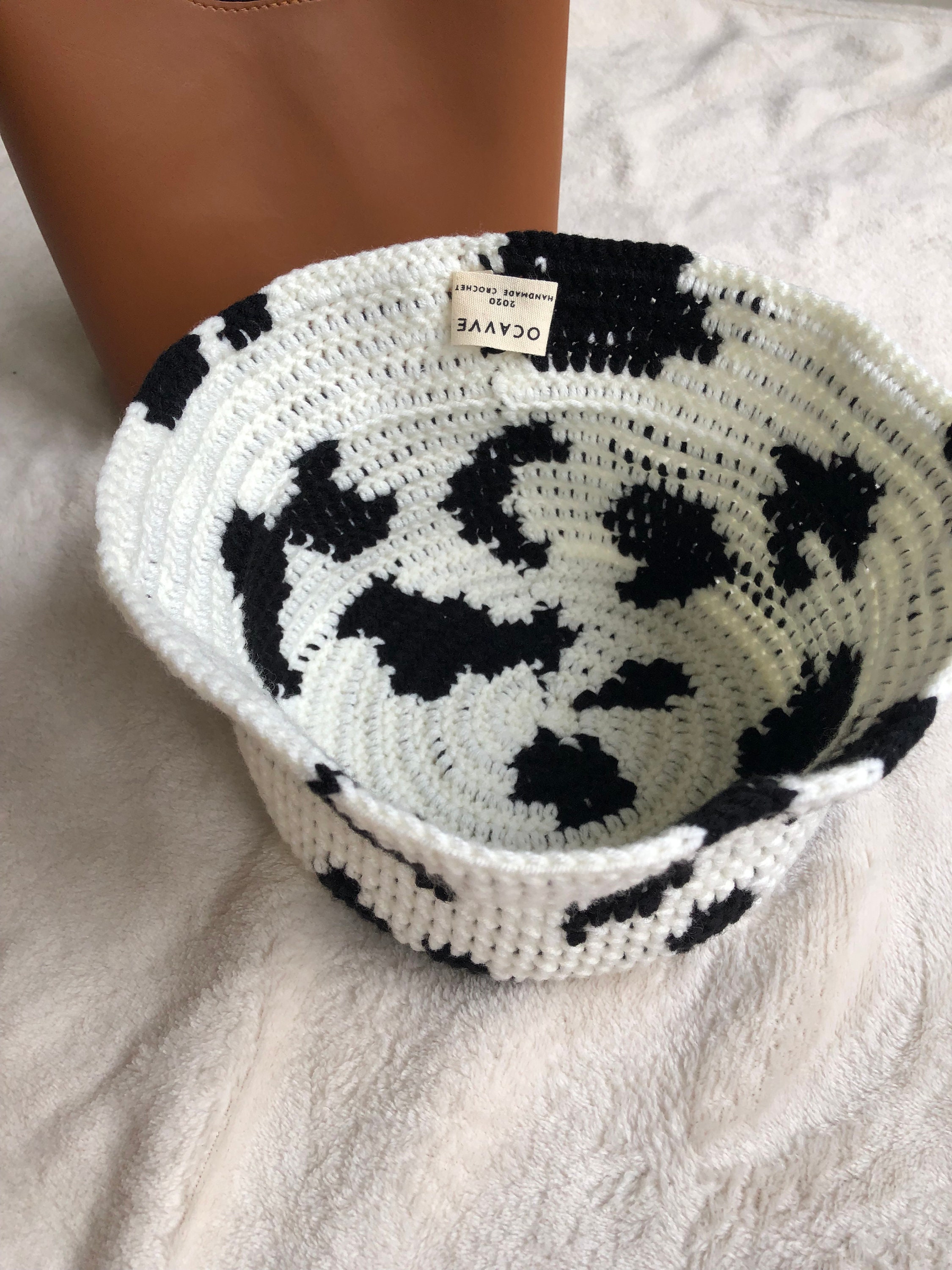 Cole Cow Print Bucket Hat Crochet Bucket Hat - Etsy