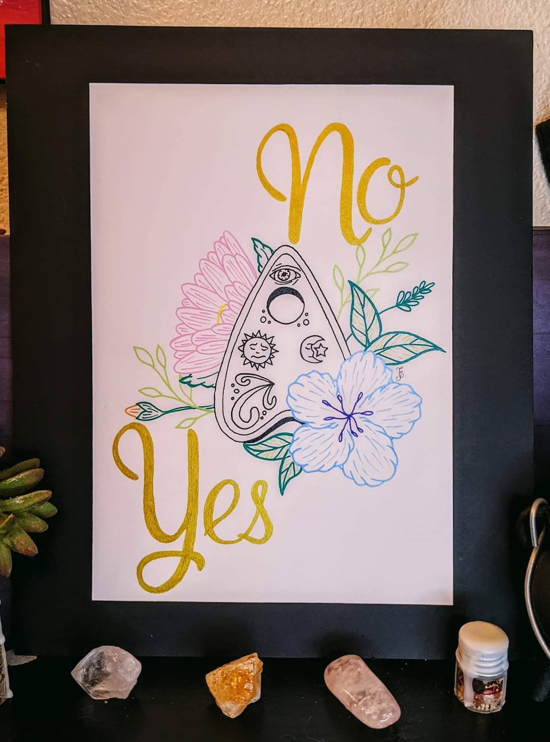 Floral Planchette Drawing - Etsy