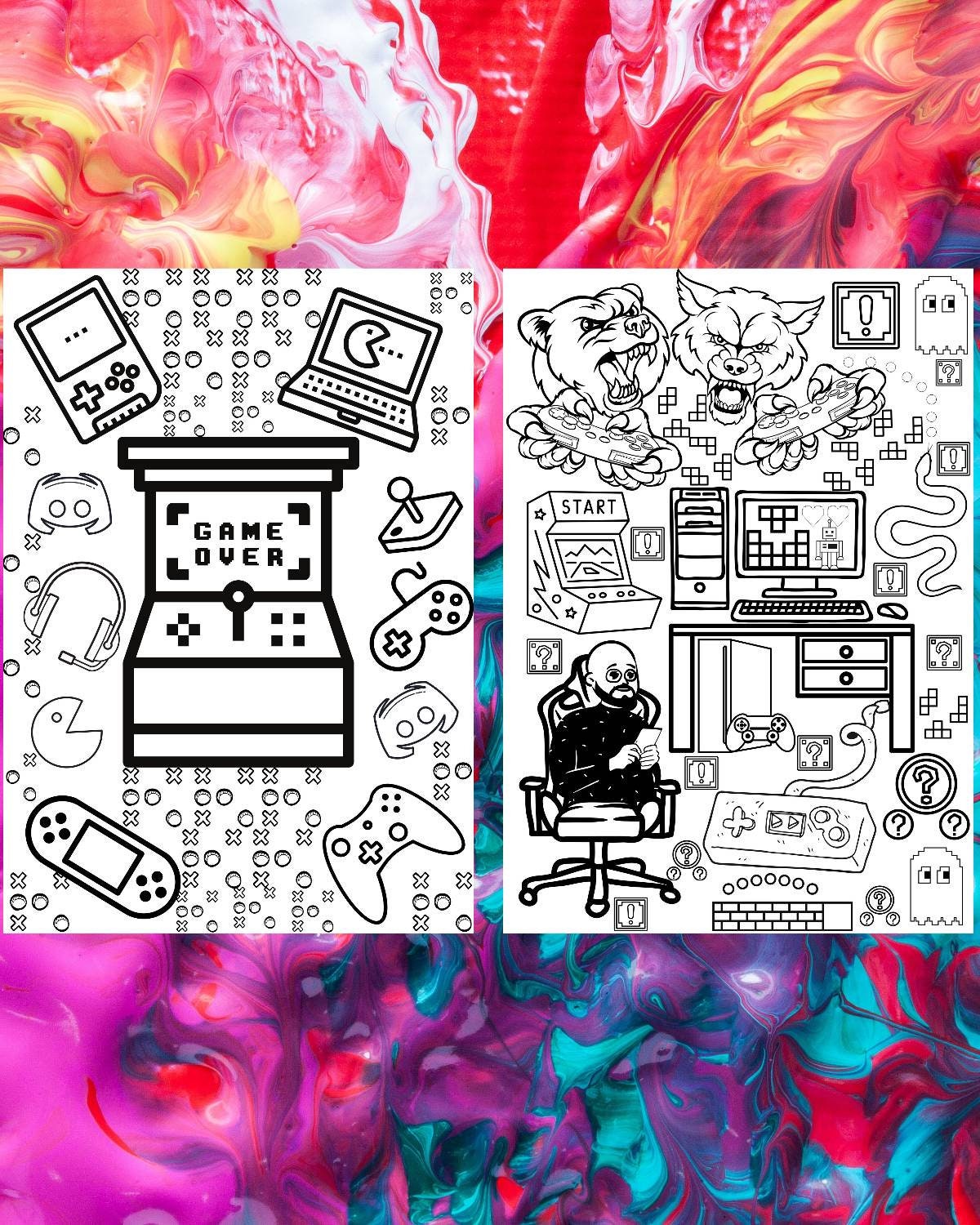 Gamer Coloring Pages Gaming Coloring Pages PDF Coloring Pages Digital ...