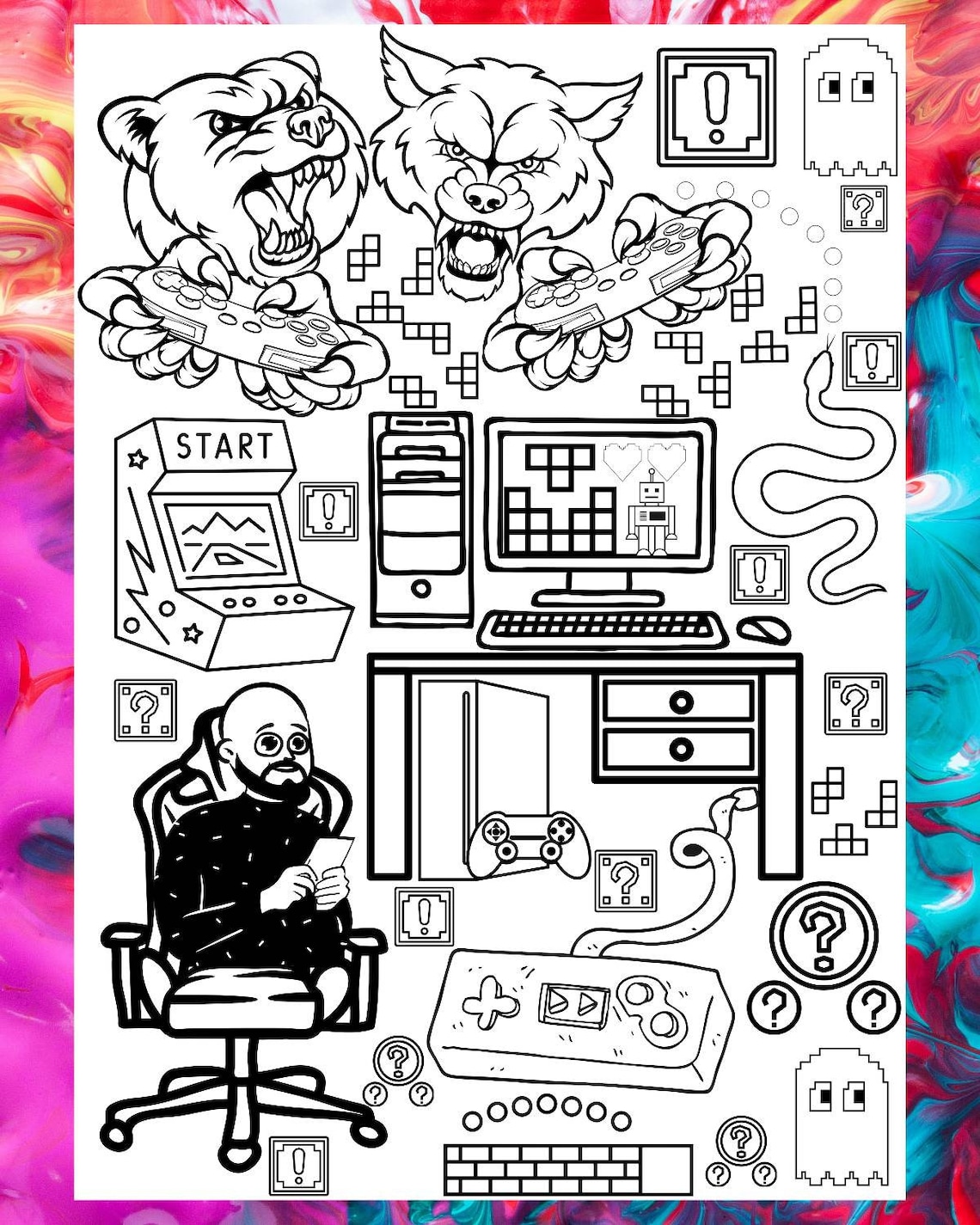 Gamer Coloring Pages Gaming Coloring Pages PDF Coloring Pages Digital ...