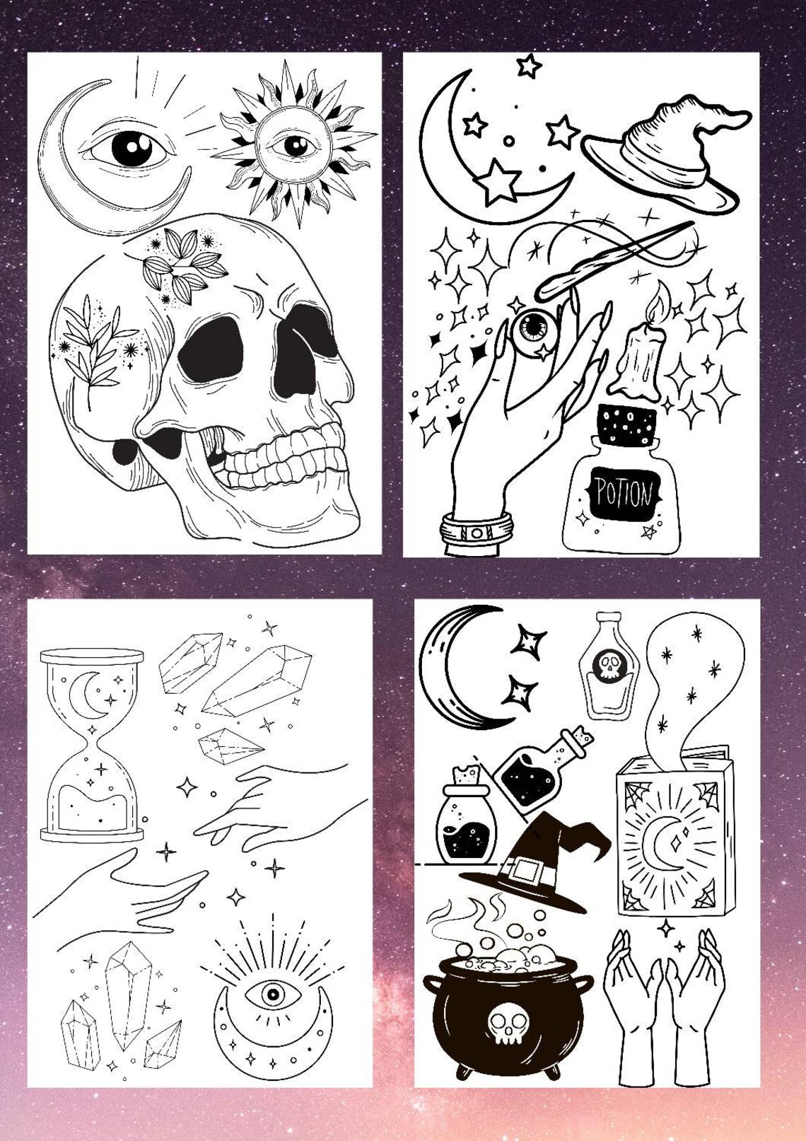 Witchy Coloring Pages Spiritual Coloring Magic Coloring - Etsy