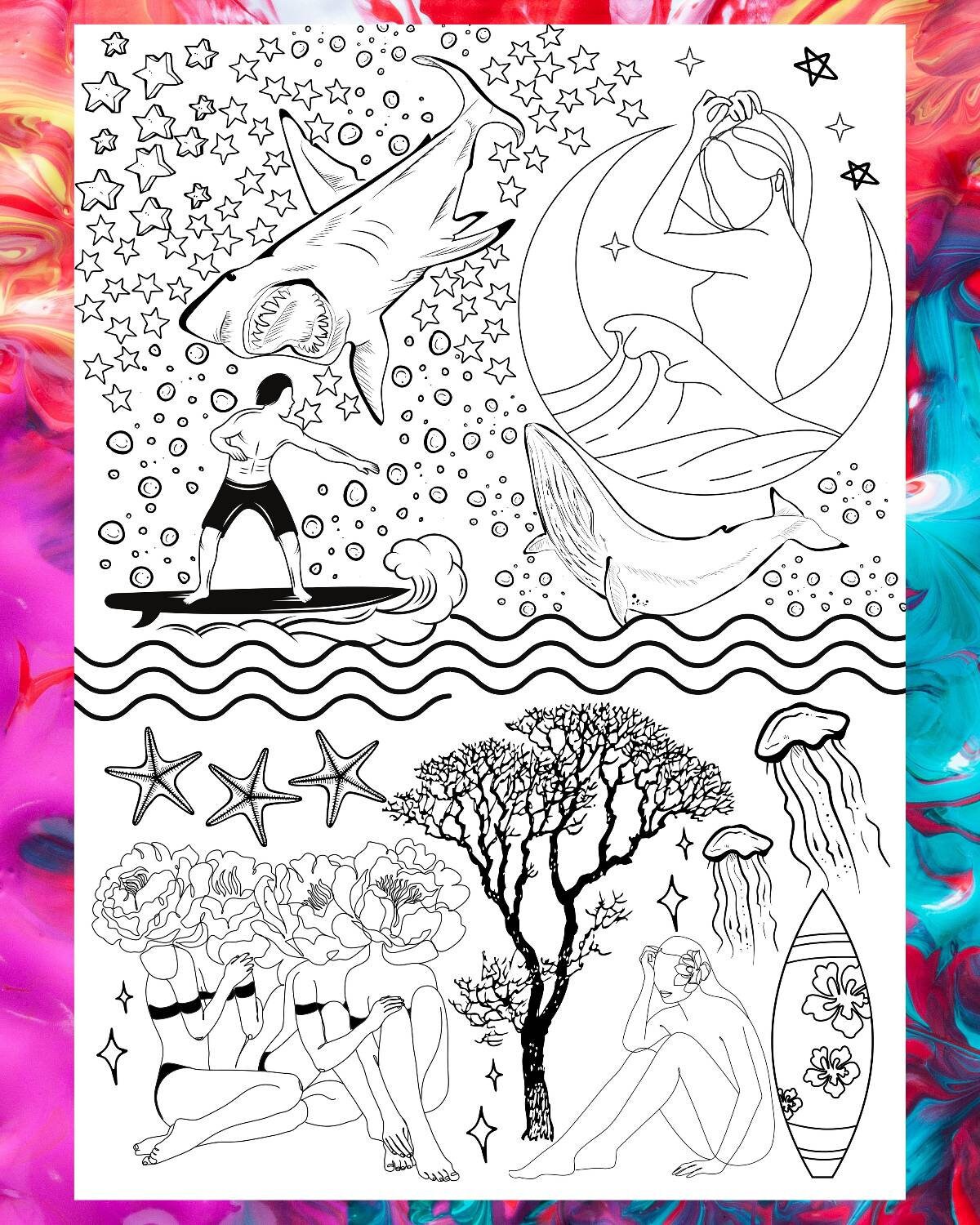 Hippy Coloring Pages | Trippy Coloring Pages | Psychedelic Coloring ...