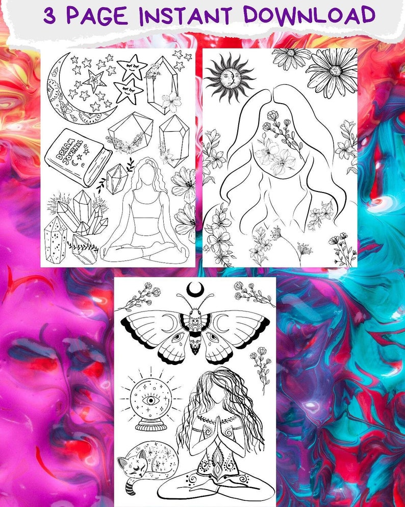 Spiritual Coloring Pages | Magical Coloring Pages | Witchy Coloring ...