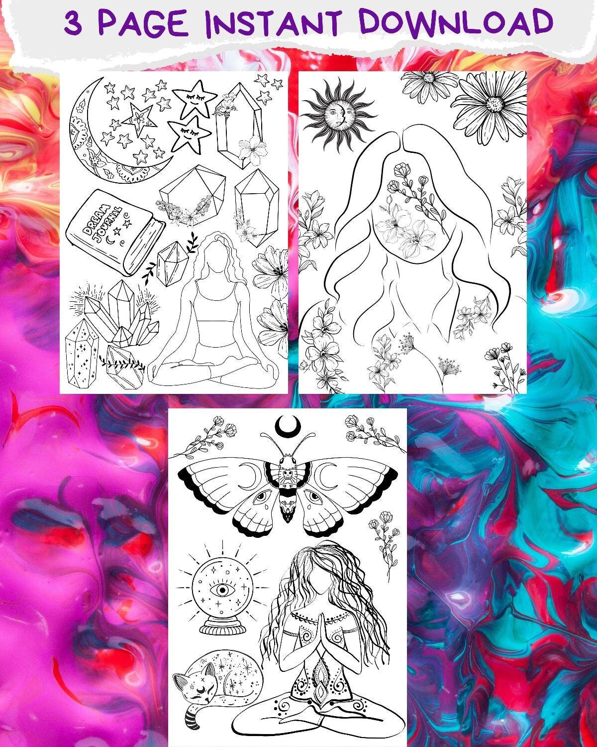 Spiritual Coloring Pages | Magical Coloring Pages | Witchy Coloring ...