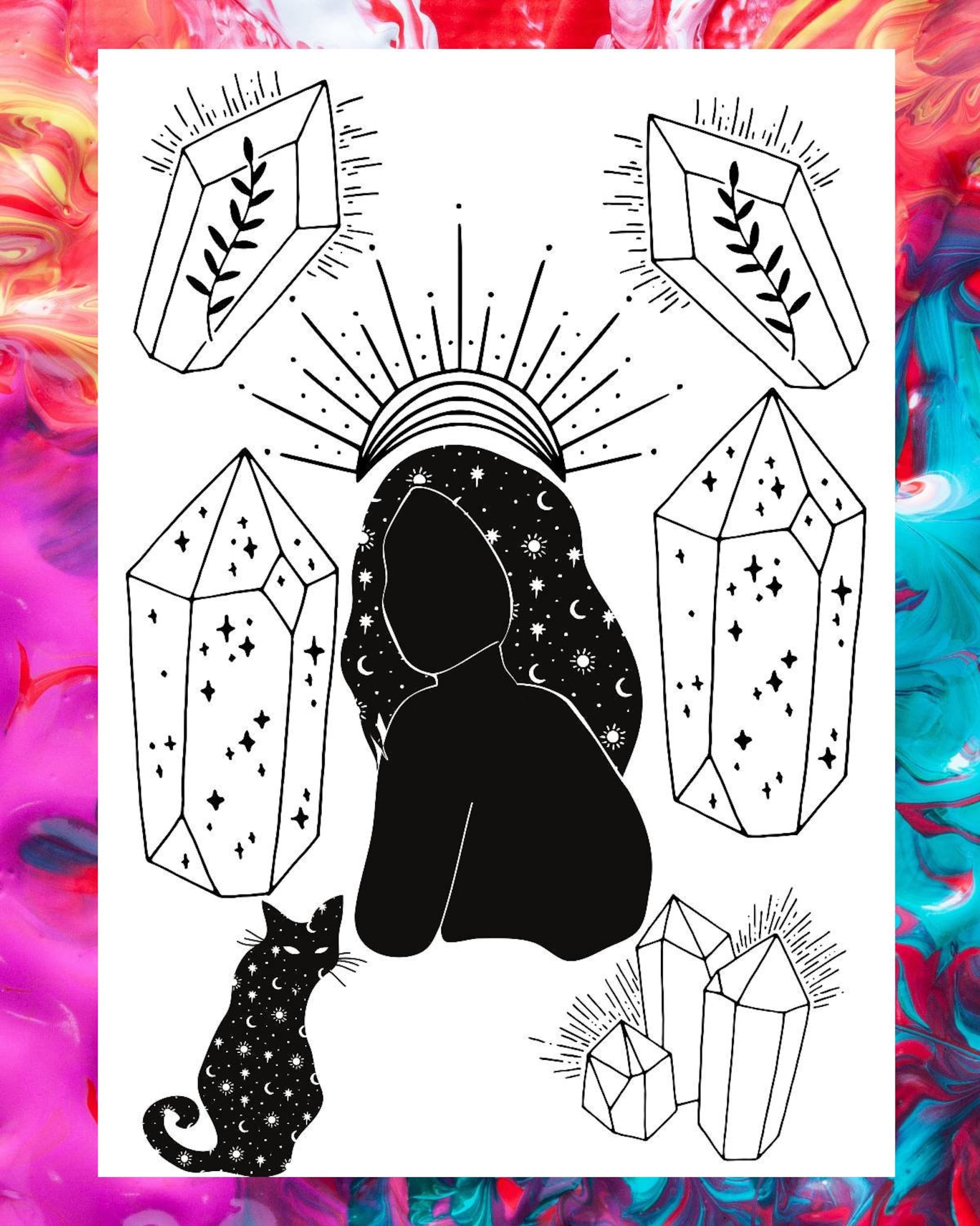 Witchy Coloring Pages | Spiritual Coloring | Magic Coloring | Crystal ...