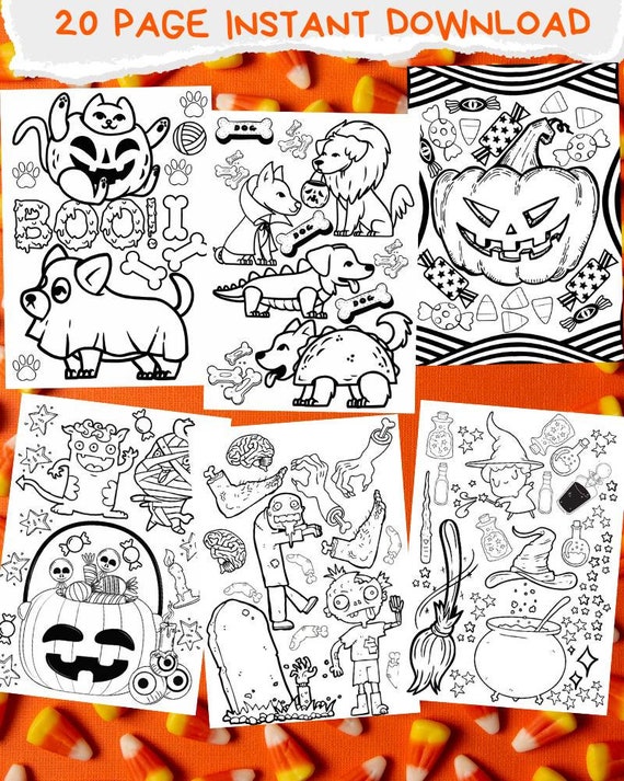Printable Halloween Coloring Pages Spooky Coloring Creepy - Etsy