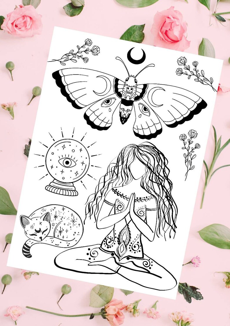 Spiritual Coloring Pages Magical Coloring Pages Witchy Coloring Pages ...