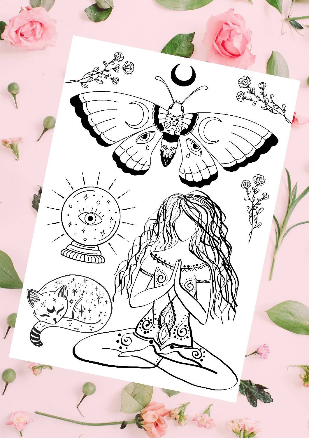 Spiritual Coloring Pages | Magical Coloring Pages | Witchy Coloring ...