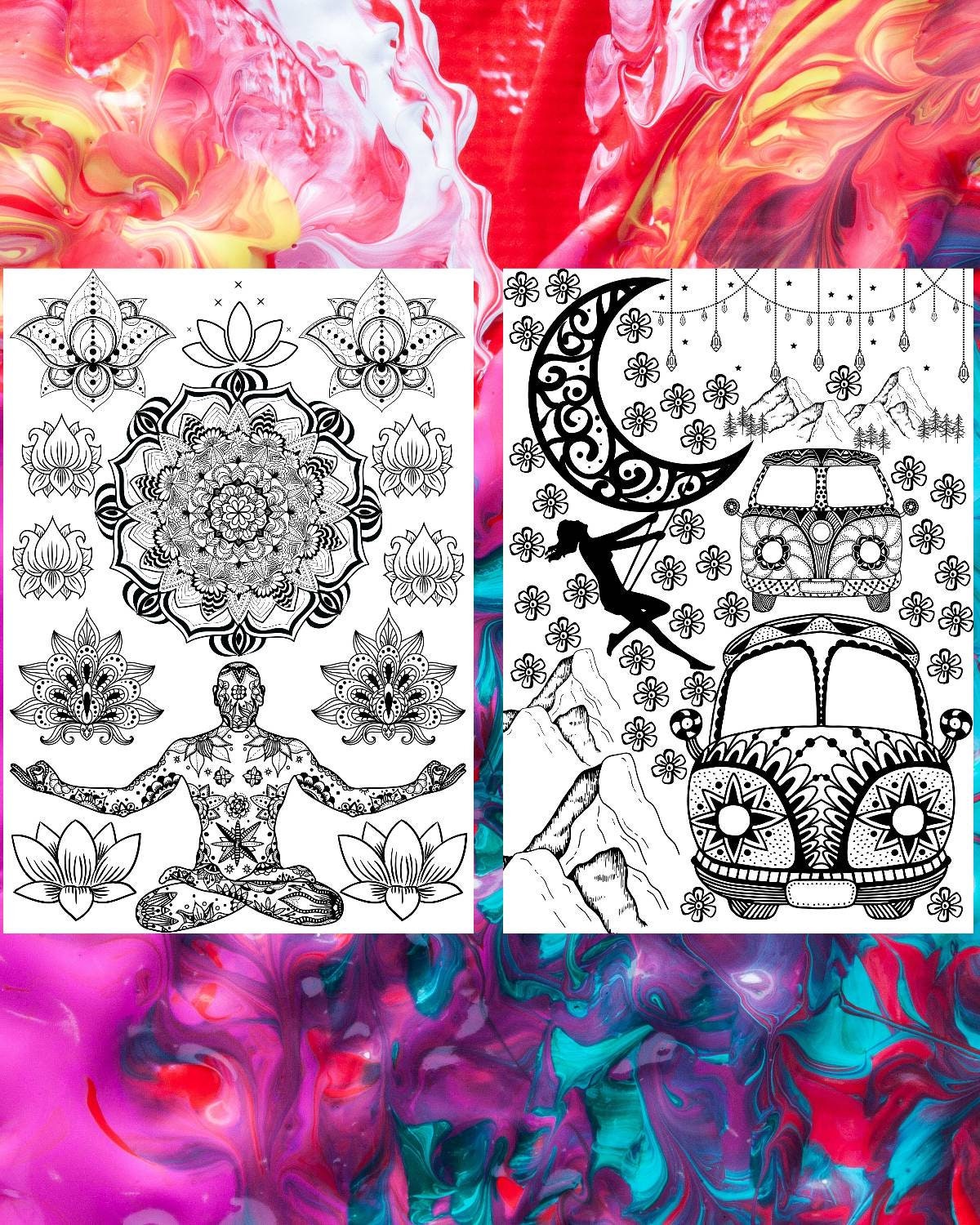 Hippy Coloring Pages | Trippy Coloring Pages | Psychedelic Coloring ...