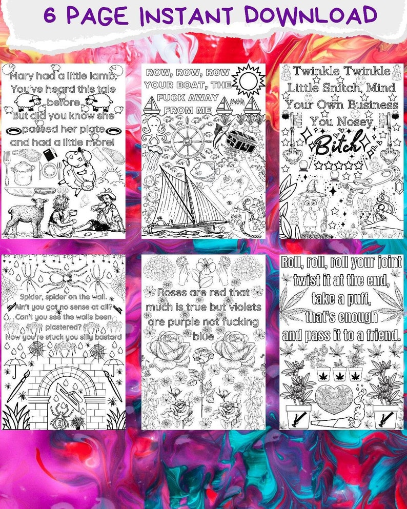 Adult Nursery Rhymes Coloring Pages | Adult Humor Coloring | Printable ...