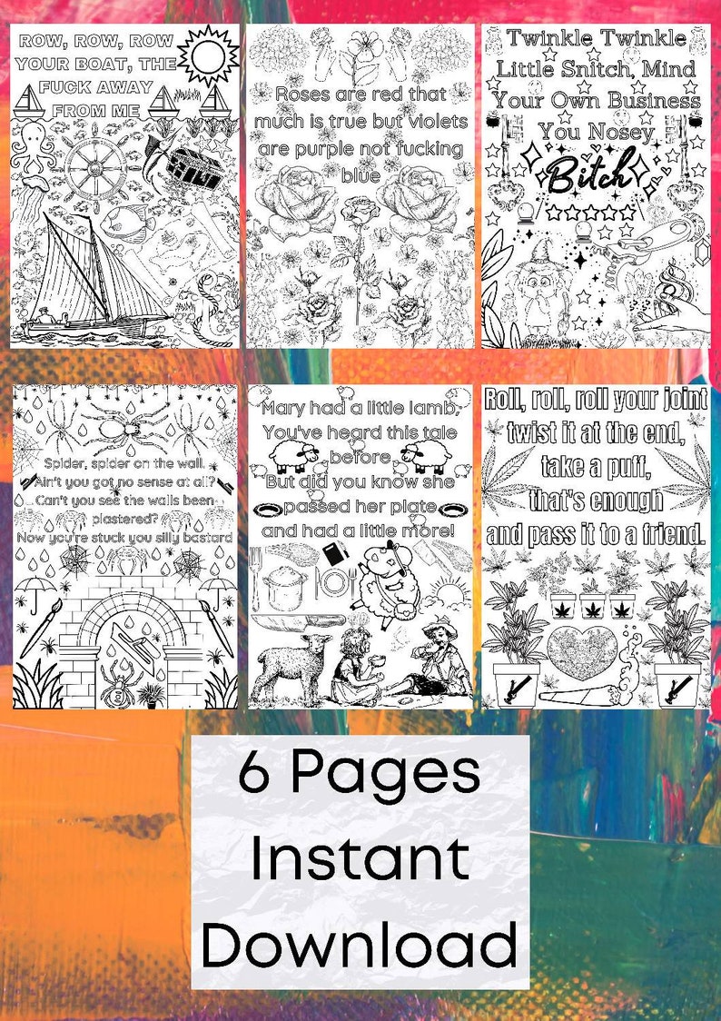 Adult Nursery Rhymes Coloring Pages | Adult Humor Coloring | Printable ...