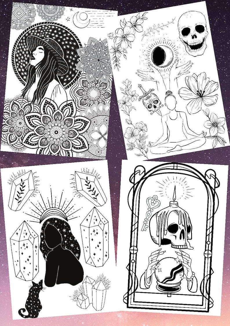 Witchy Coloring Pages Spiritual Coloring Magic Coloring - Etsy
