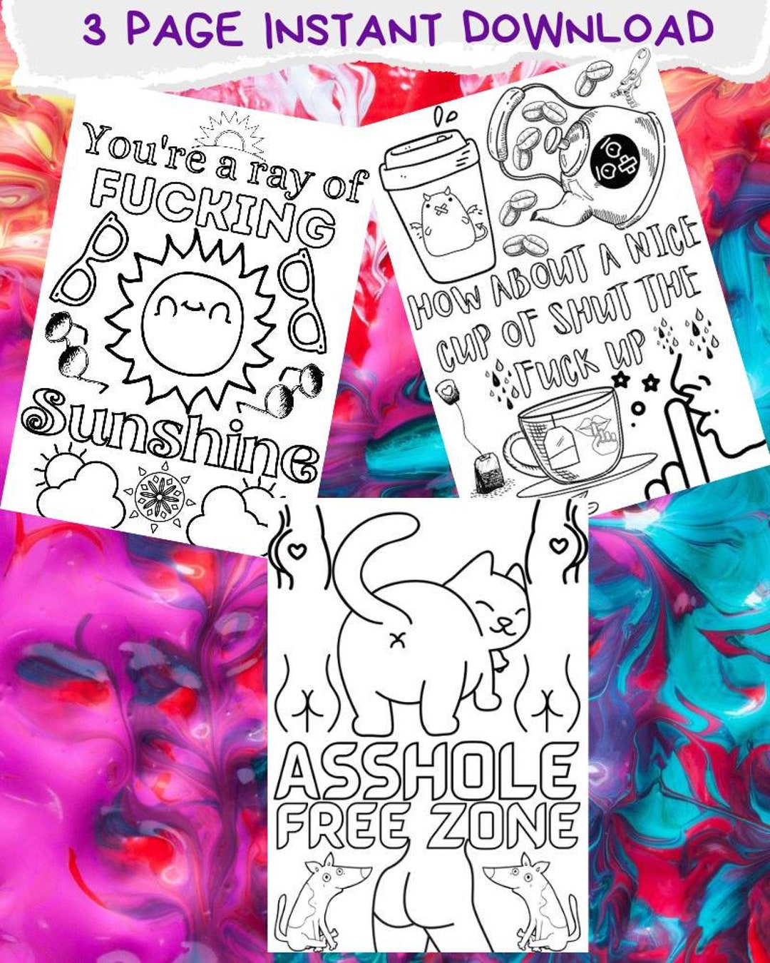 Sarcastic Coloring Pages | Funny Coloring Pages | Adult Coloring | PDF ...