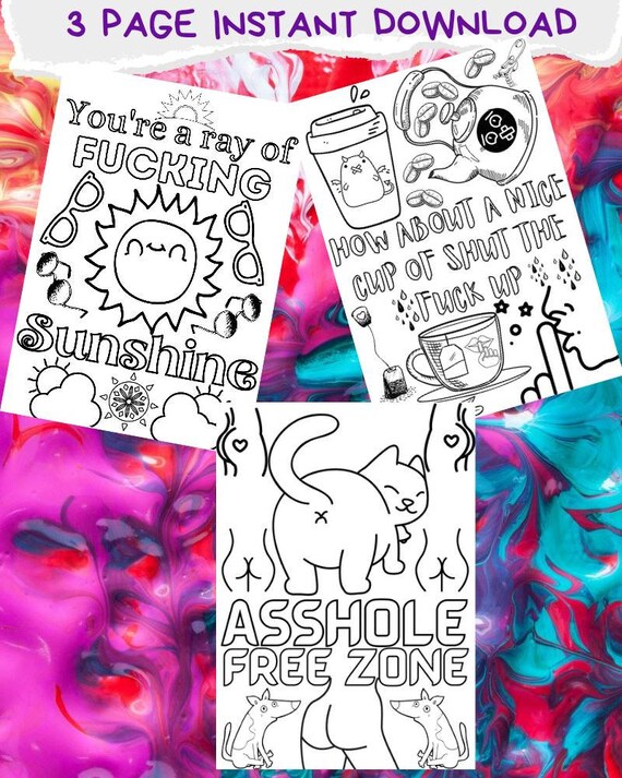 Sarcastic Coloring Pages Funny Coloring Pages Adult | Etsy