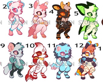 Multi-species Anthro Furry Adopt Batch Fursona Adoptables - Etsy