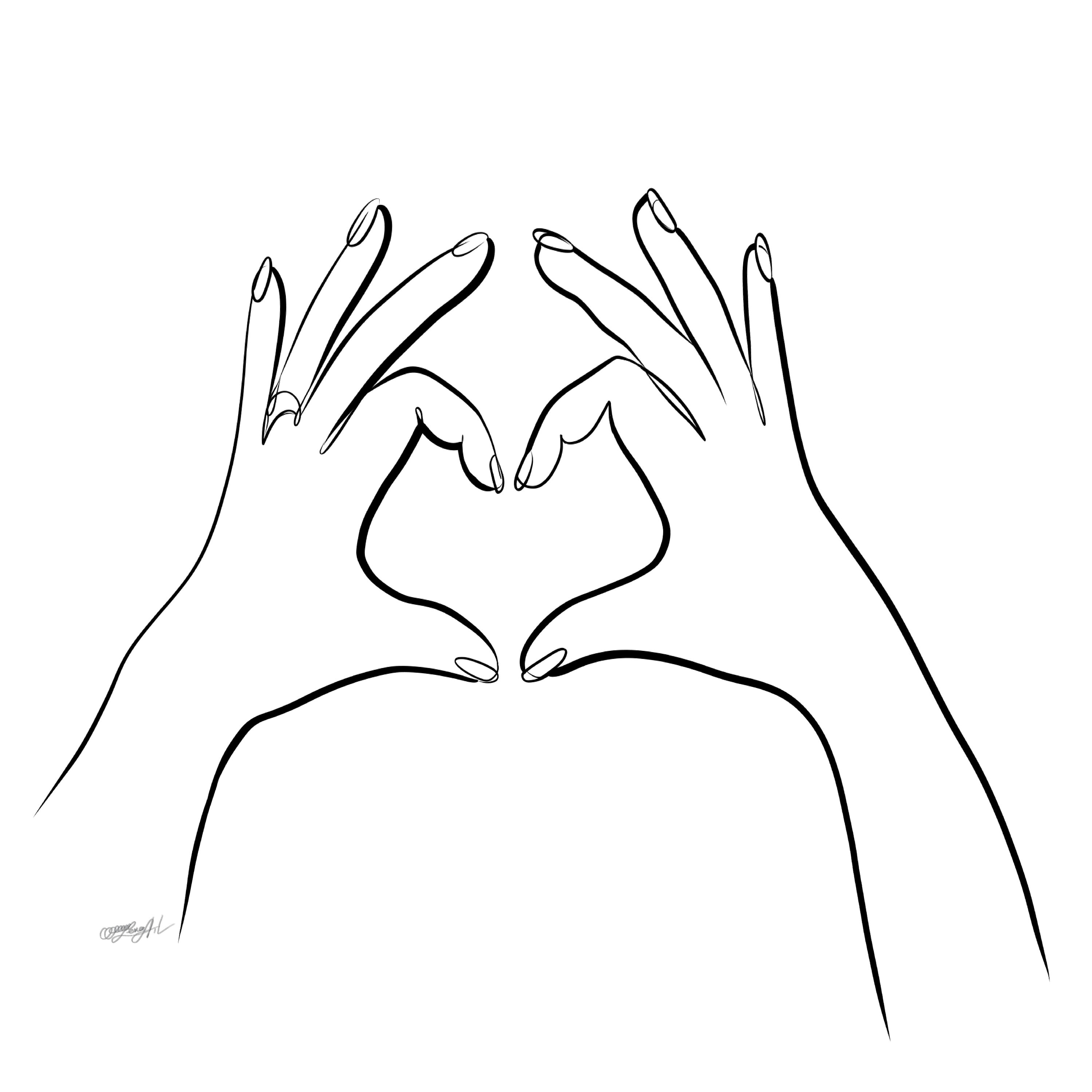Hand Heart Best Friend Heart Hand Art Minimalist Drawing - Etsy Canada