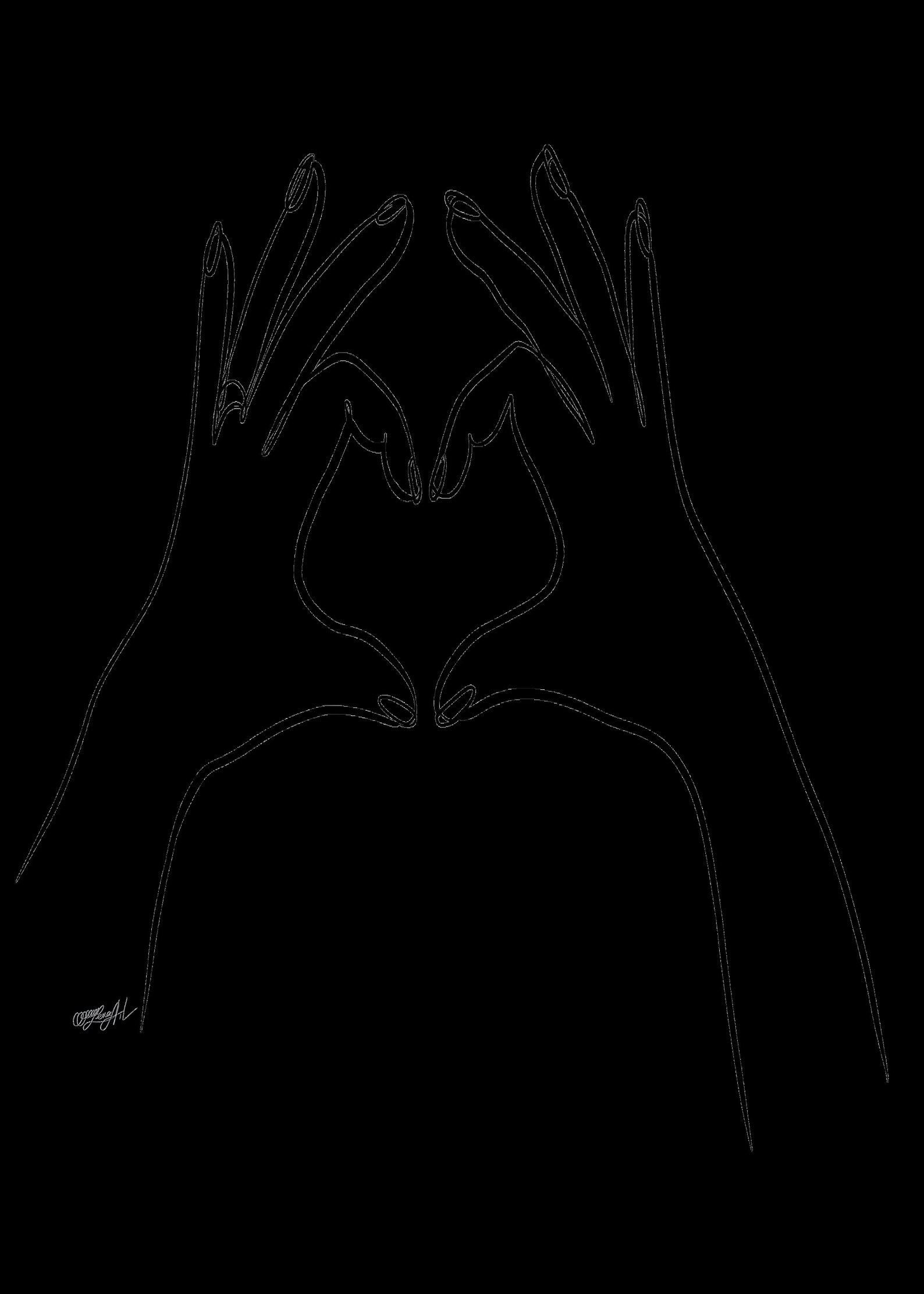 Hand Heart Best Friend Heart Hand Art Minimalist Drawing Printable ...