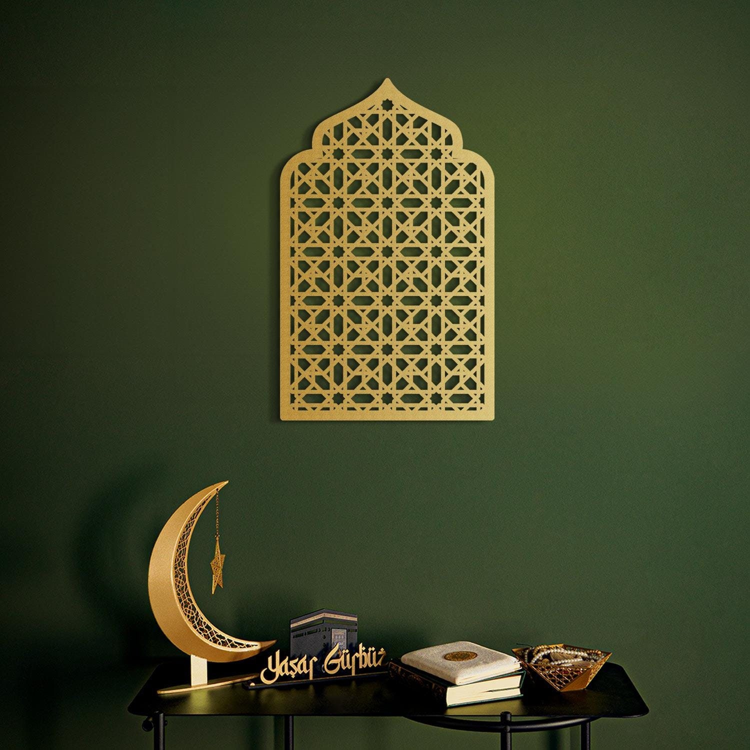 Mihrab Shaped Metal Islamic Wall Art, Moroccan Wall Decor, Arabic Wall ...