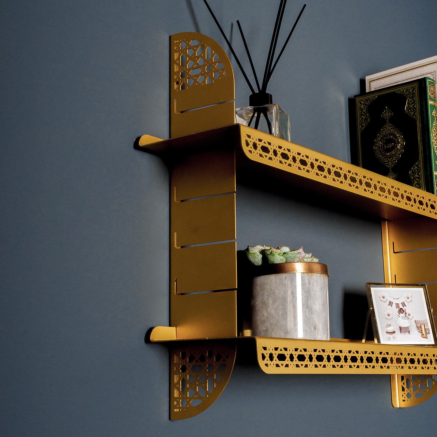 Adjustable Metal Two Tier Floating Islamic Wall Shelf, Muslim Home ...