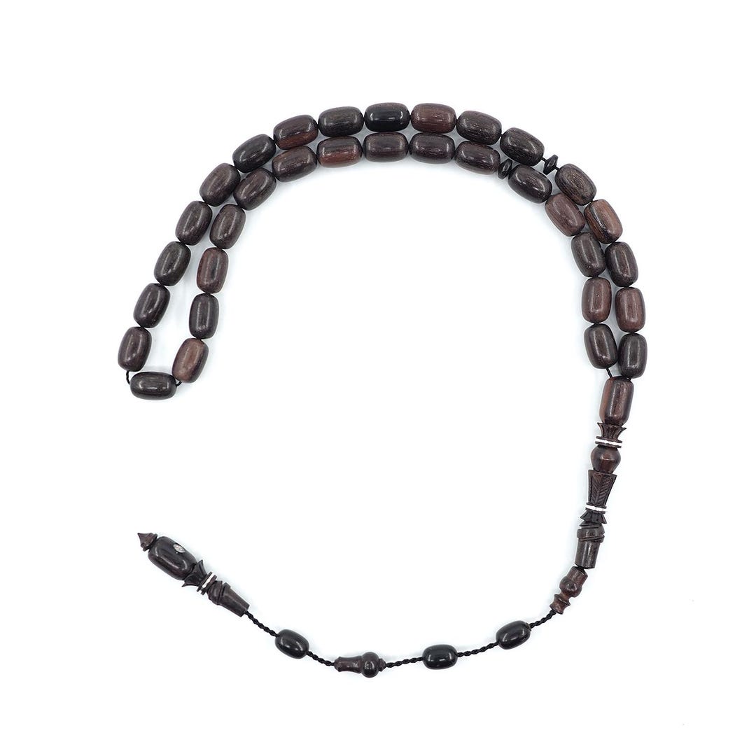 Red Ebony Wood Tasbeeh, Capsule Cut Prayer Beads, Handmade Tasbeeh for ...
