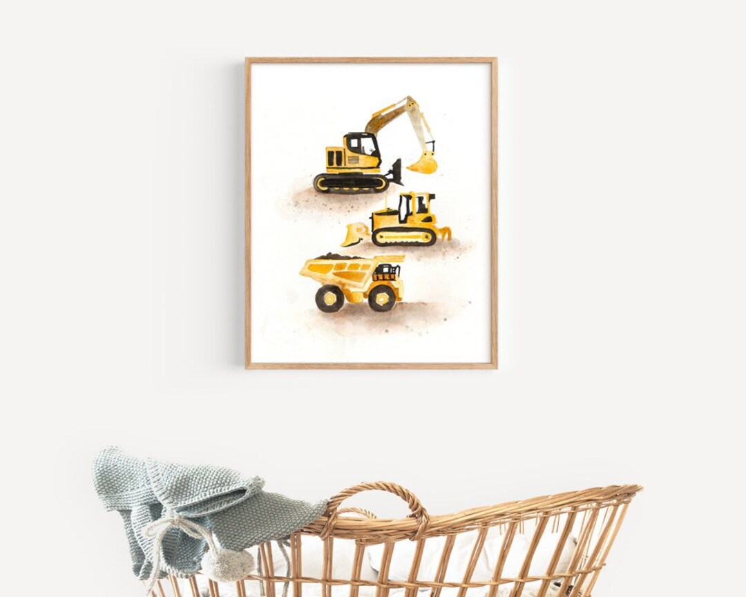 Diggers Watercolor Nursery Painting DIGITAL Print | Construction ...