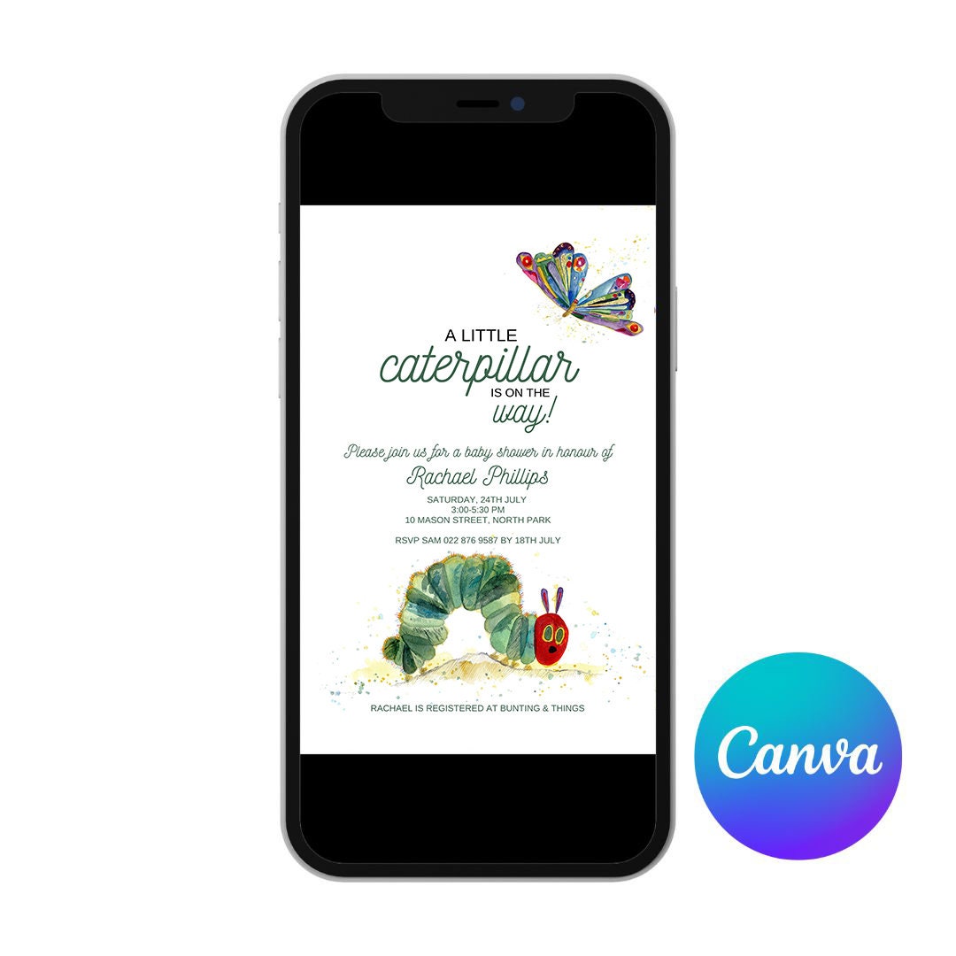 BABY SHOWER the Very Hungry Caterpillar Editable Digital Invitation ...