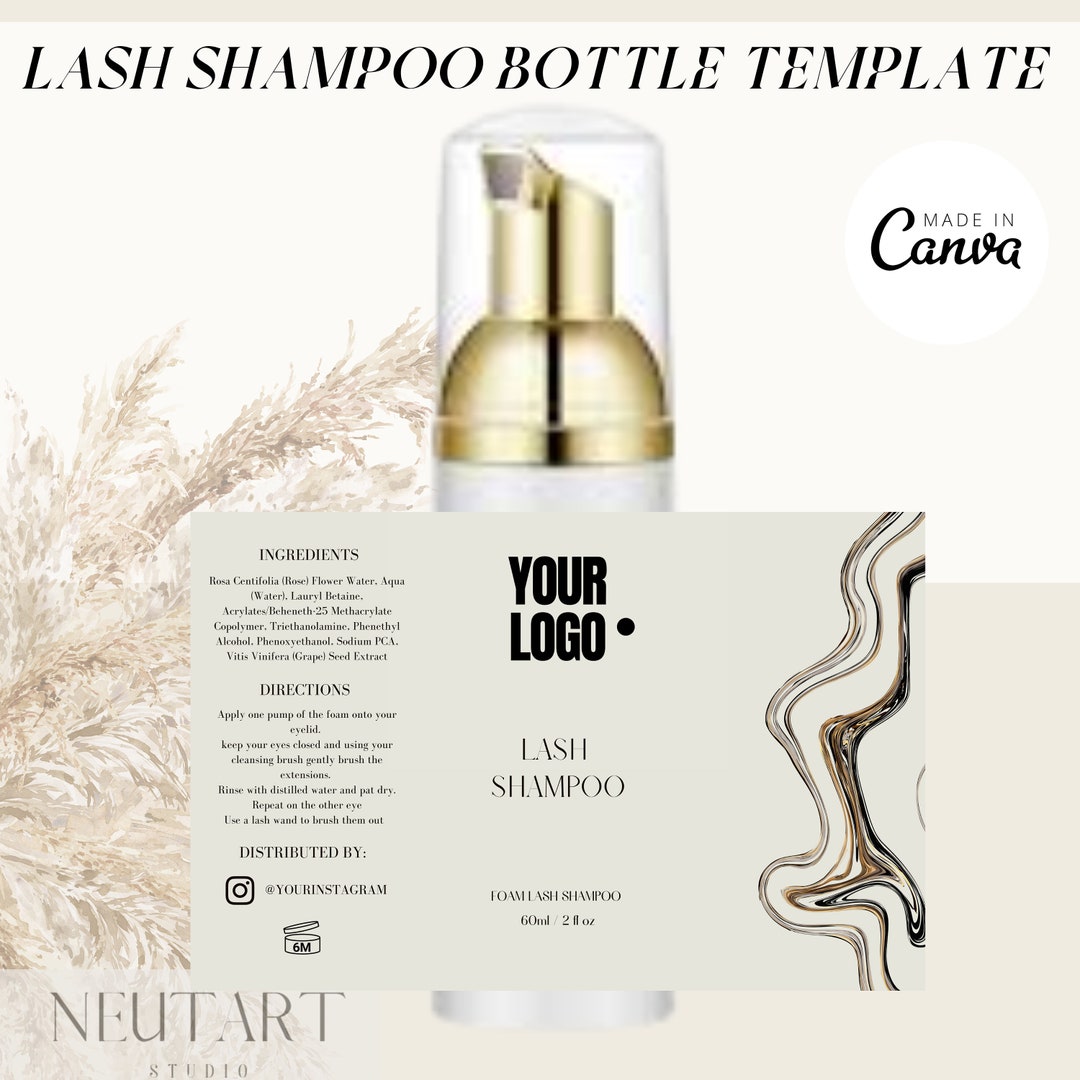 Editable Lash Shampoo Stickers for 60ml Bottles, Digital Download, Lash ...