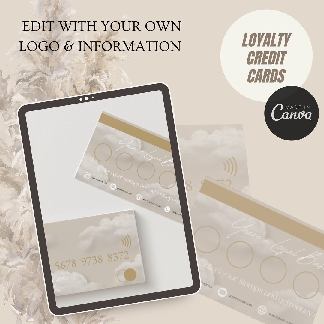 Editable Loyalty Credit Cards for Your Business - Etsy