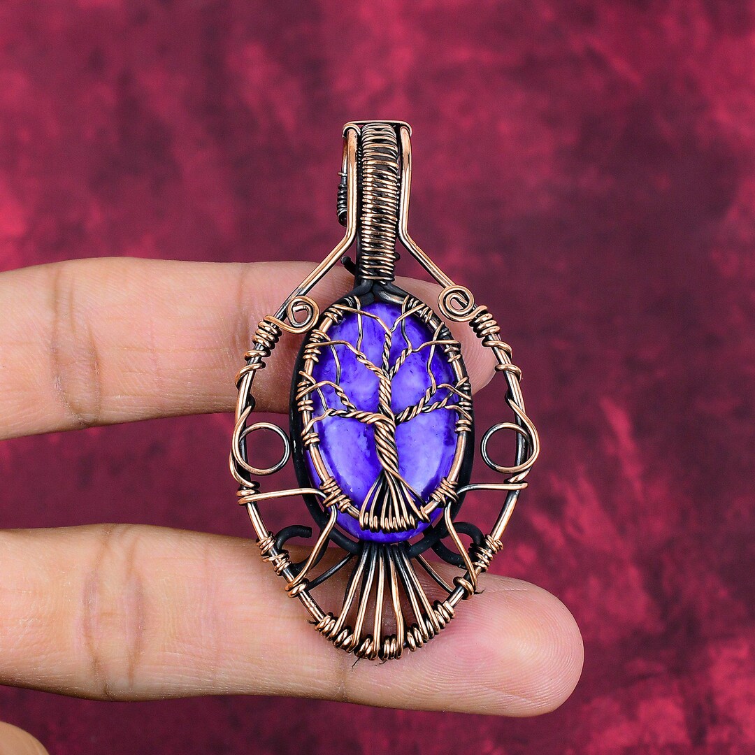 Charoite Tree of Life Pendant, Handmade Copper Wire Wrapped Jewelry - Etsy