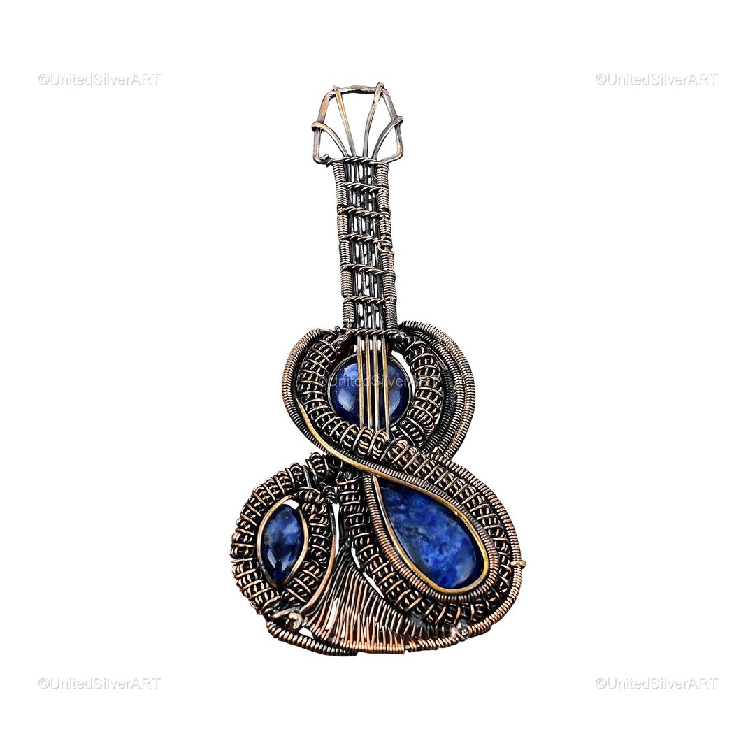 Elegant Sodalite Wire Wrapped Guitar Pendant Gemstone - Etsy