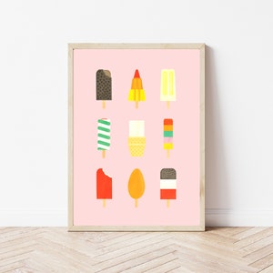 Ice Cream Art Print Ice Lolly Poster Ice Cream Wall Decor Retro ...