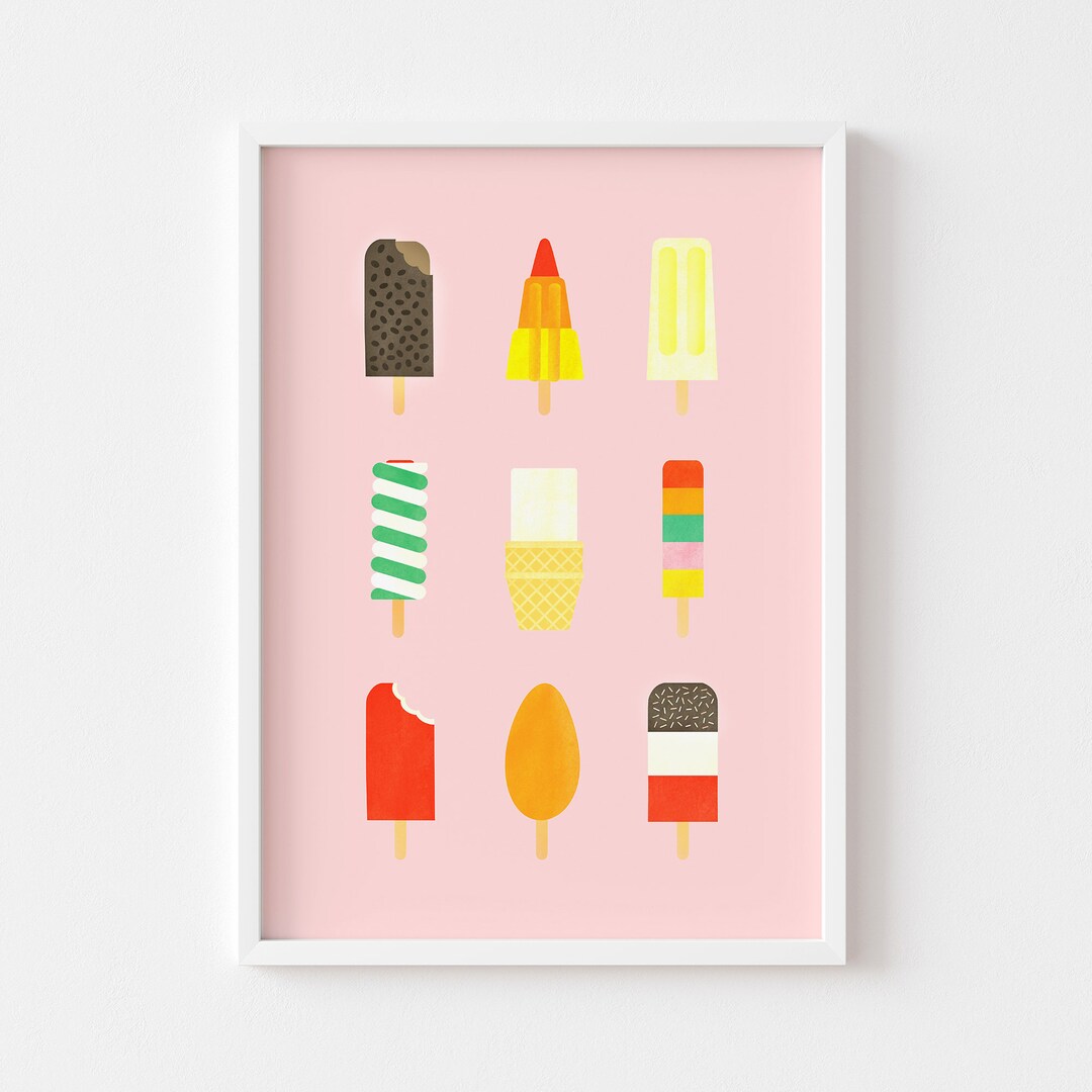 Ice Cream Art Print Ice Lolly Poster Ice Cream Wall Decor Retro ...
