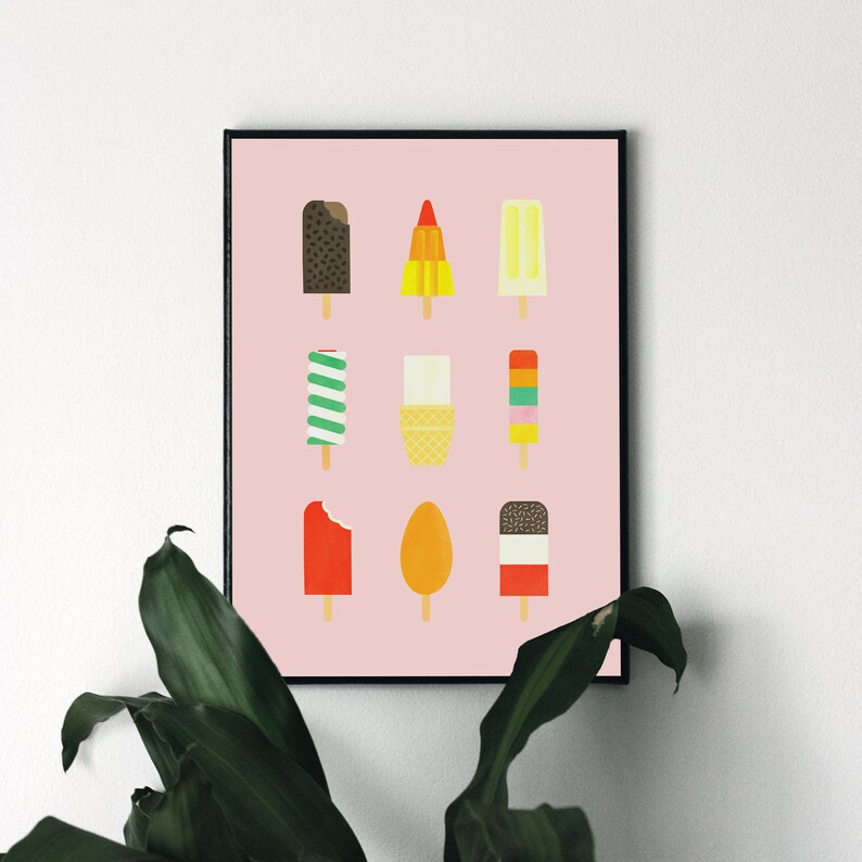 Ice Cream Art Print Ice Lolly Poster Ice Cream Wall Decor - Etsy UK