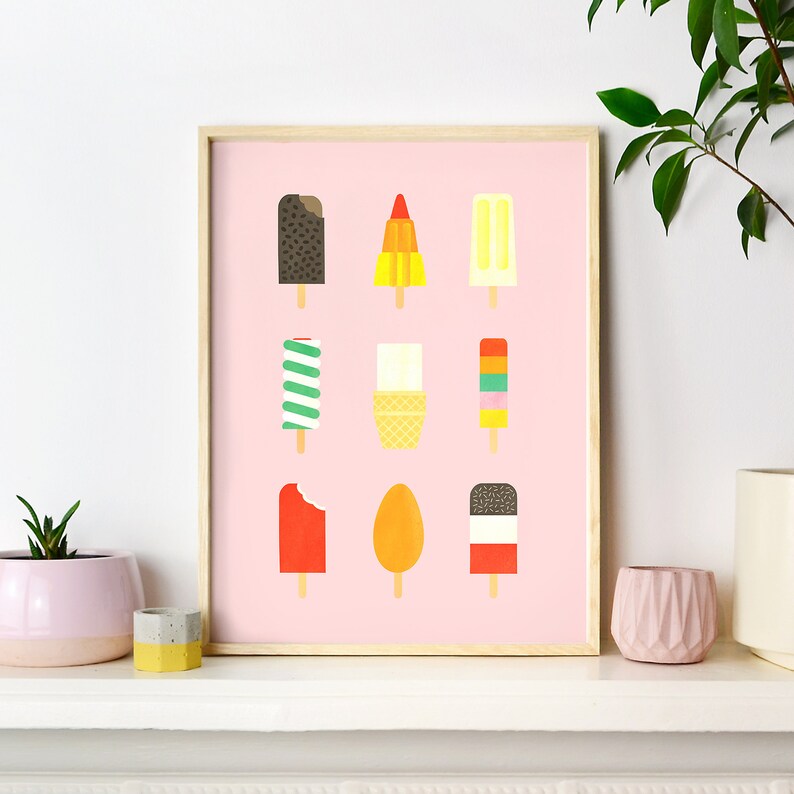 Ice Cream Art Print Ice Lolly Poster Ice Cream Wall Decor - Etsy UK